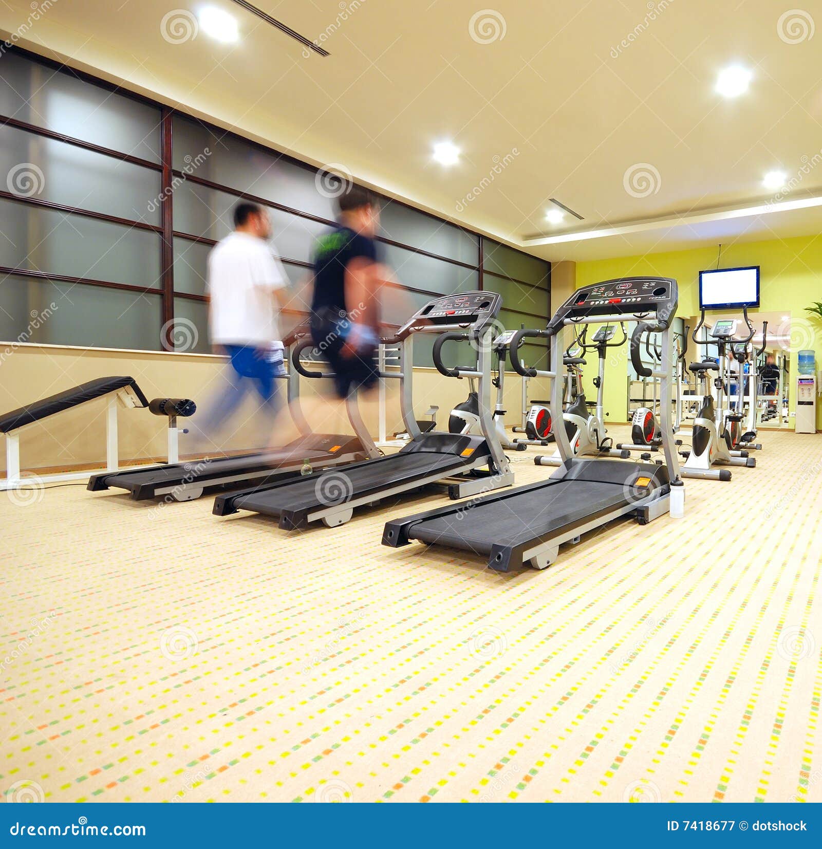 Man Running on Treadmill in Gym Stock Image - Image of race, running ...
