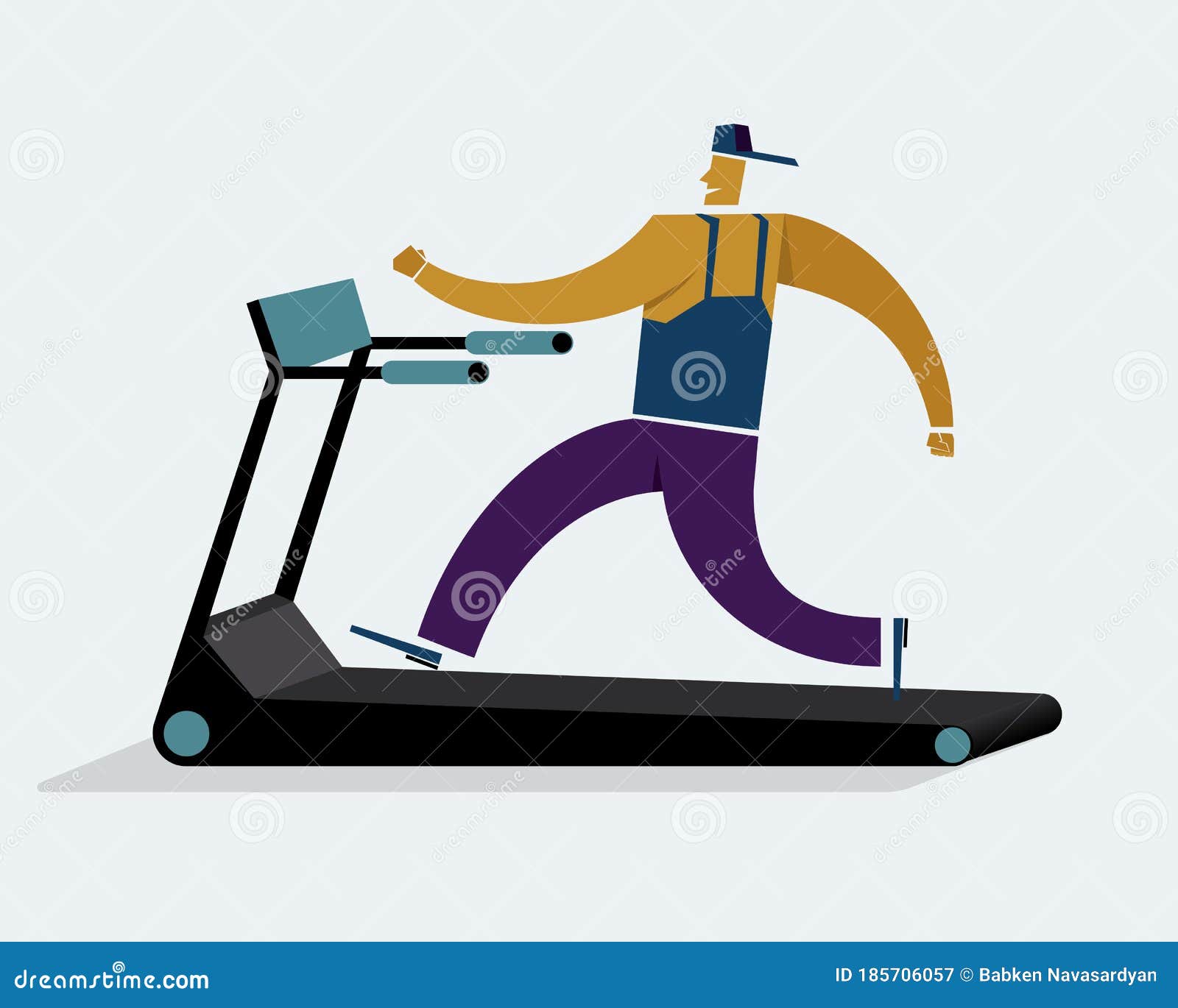 Man running on a treadmill stock vector. Illustration of health - 185706057