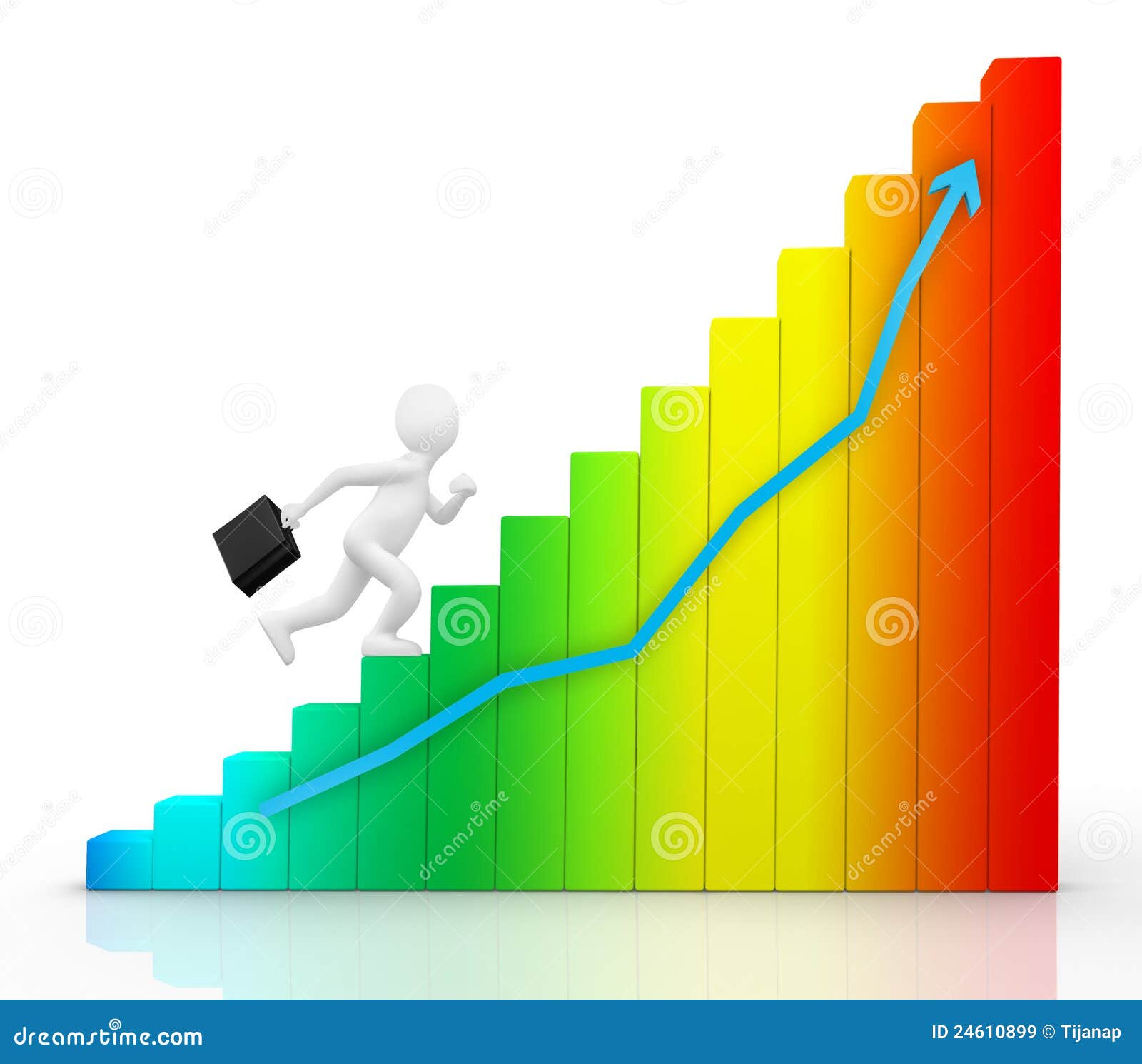 Man running up the chart stock illustration. Illustration of ...