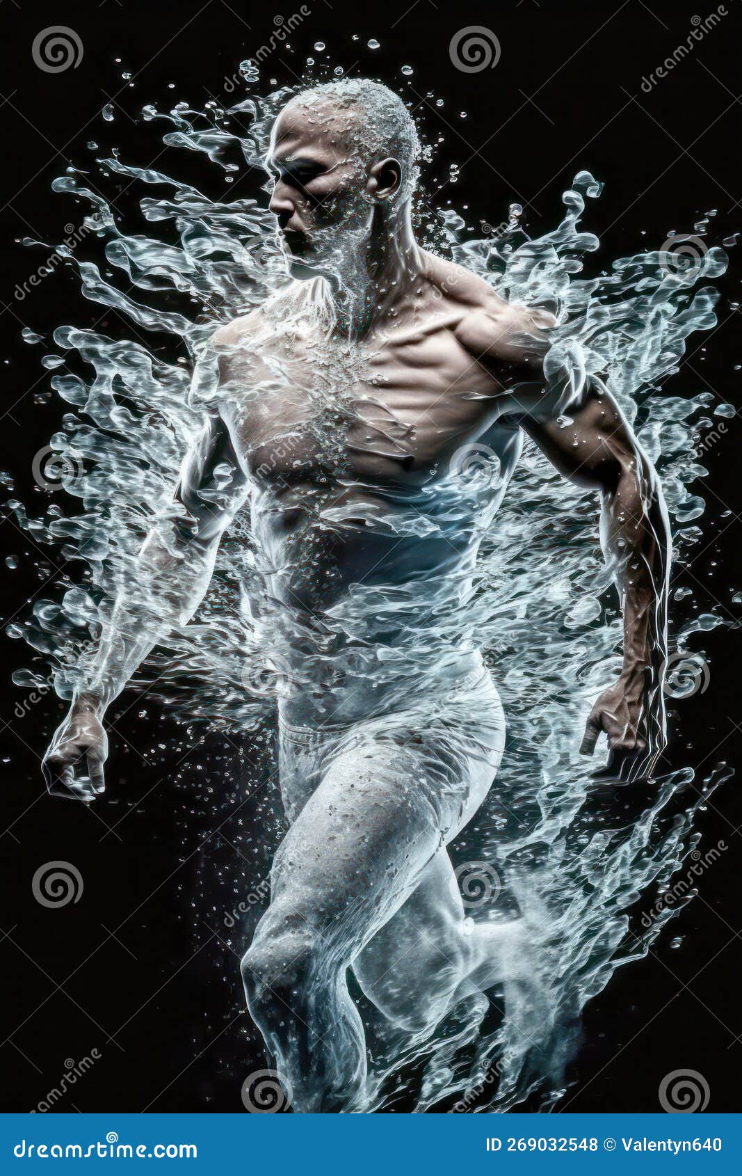 Man is Running in the Water. Generative AI Stock Illustration ...