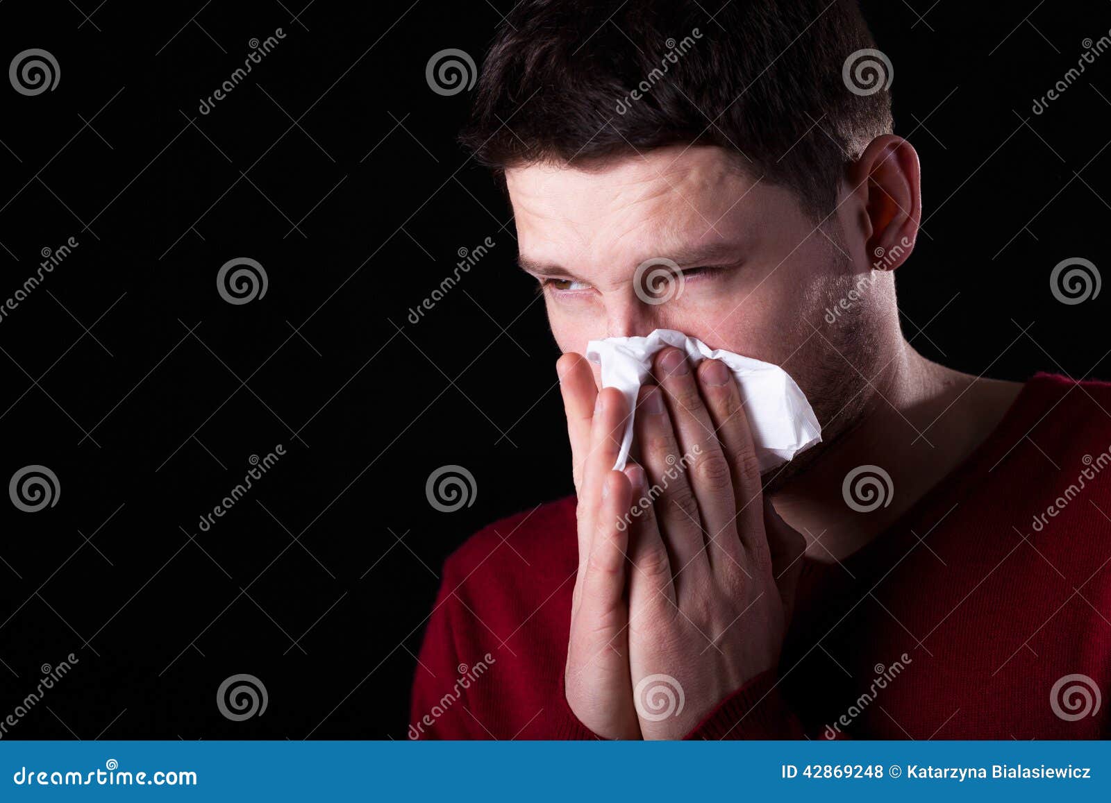 Man with runny nose stock photo. Image of sick, ache - 42869248