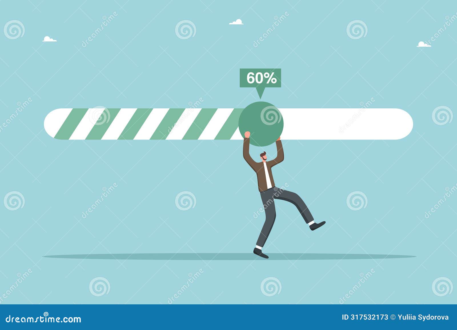 Man Runs Along Success Loading Line Stock Illustration - Illustration ...
