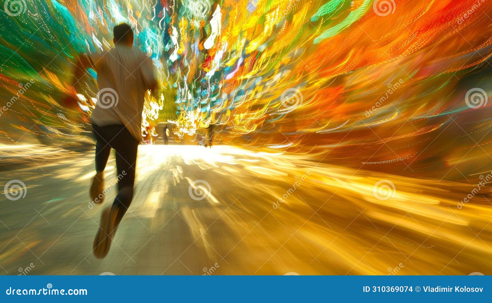 A Man Runs Away from the Camera. Vibrant Colors. Environment in Motion ...