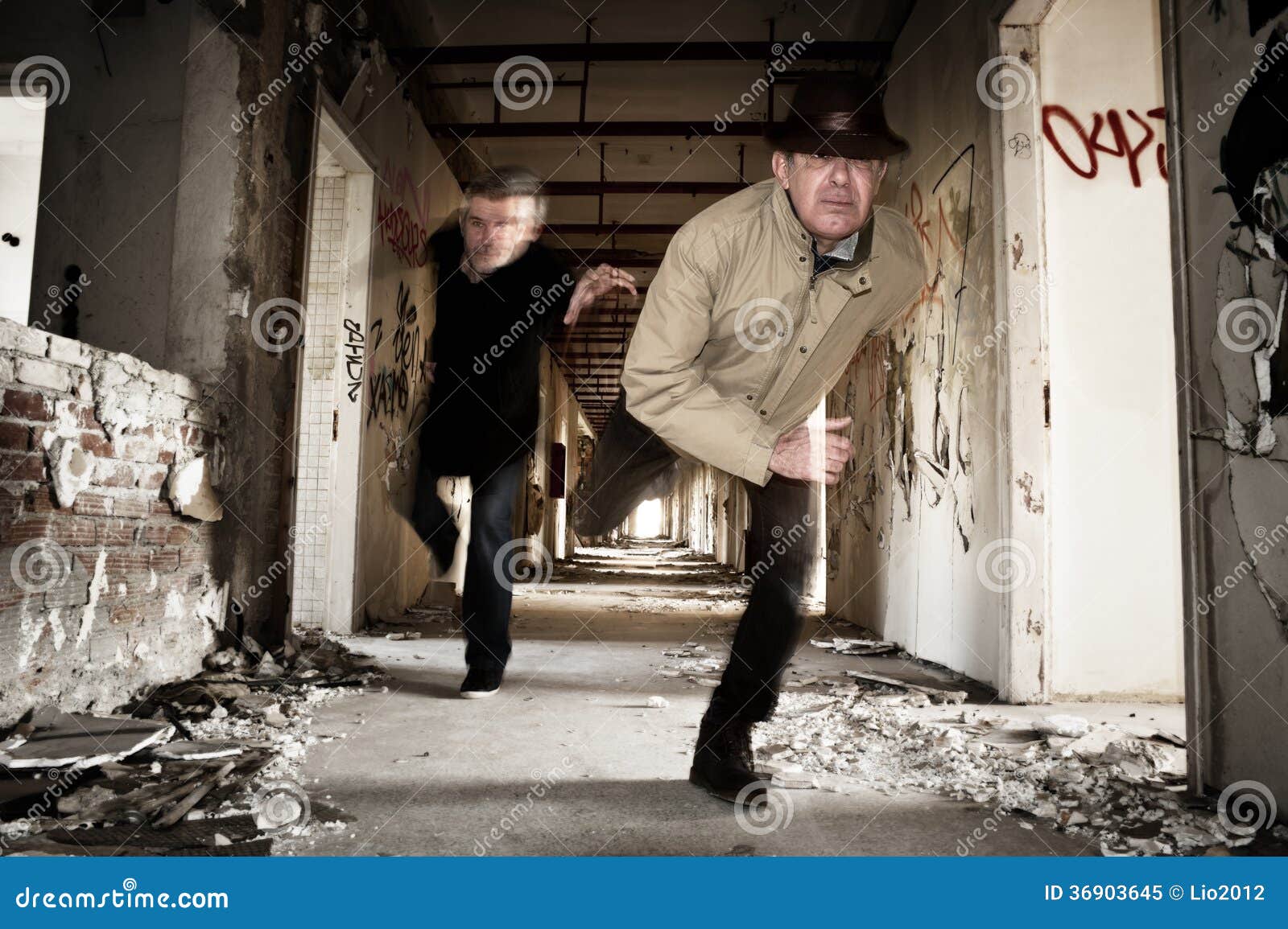 Man Runs Away from His Chaser Stock Image - Image of mafia, nervous ...