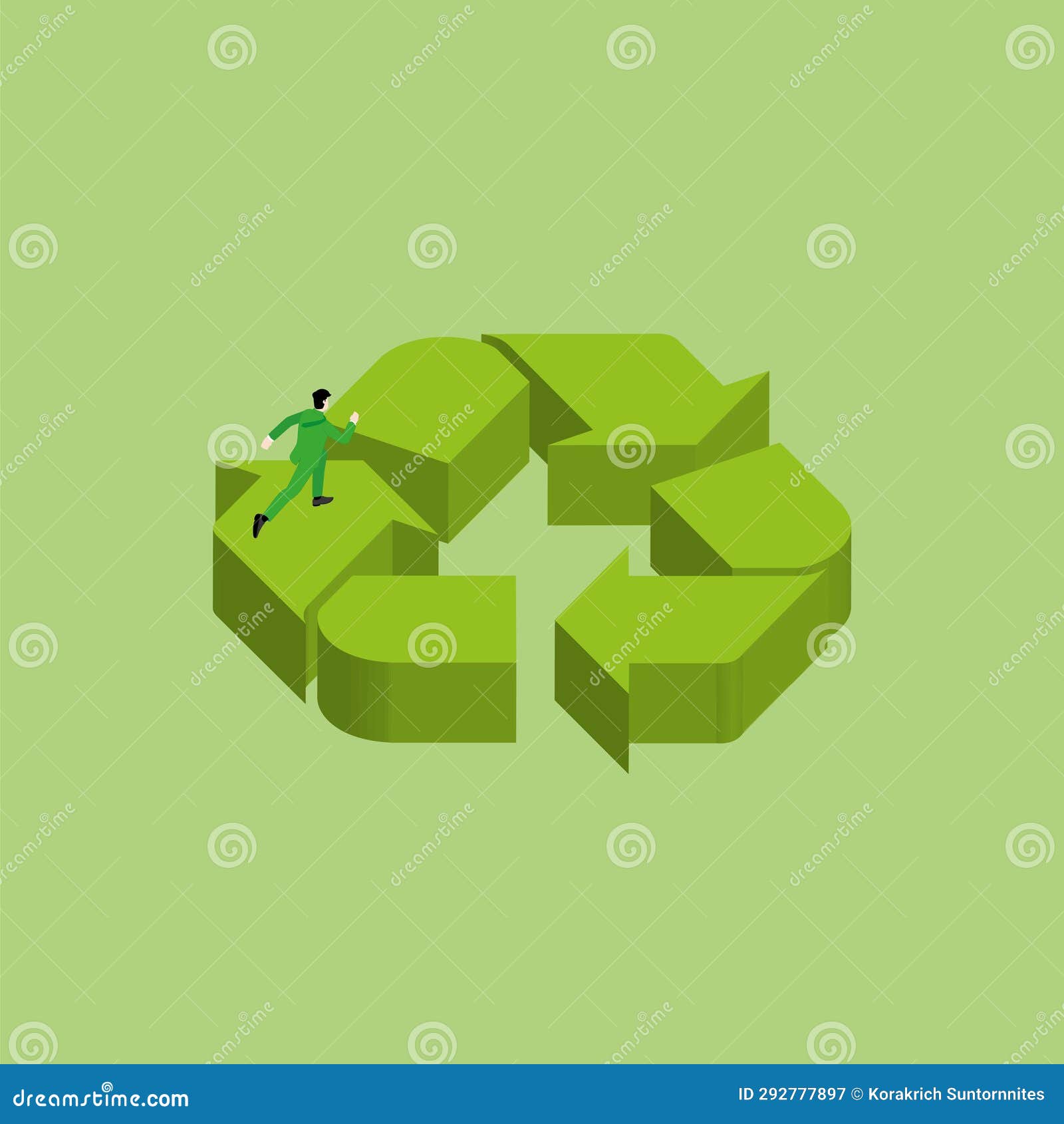 A Man Runs on a Loop of RECYCLE Symbol Stock Illustration ...
