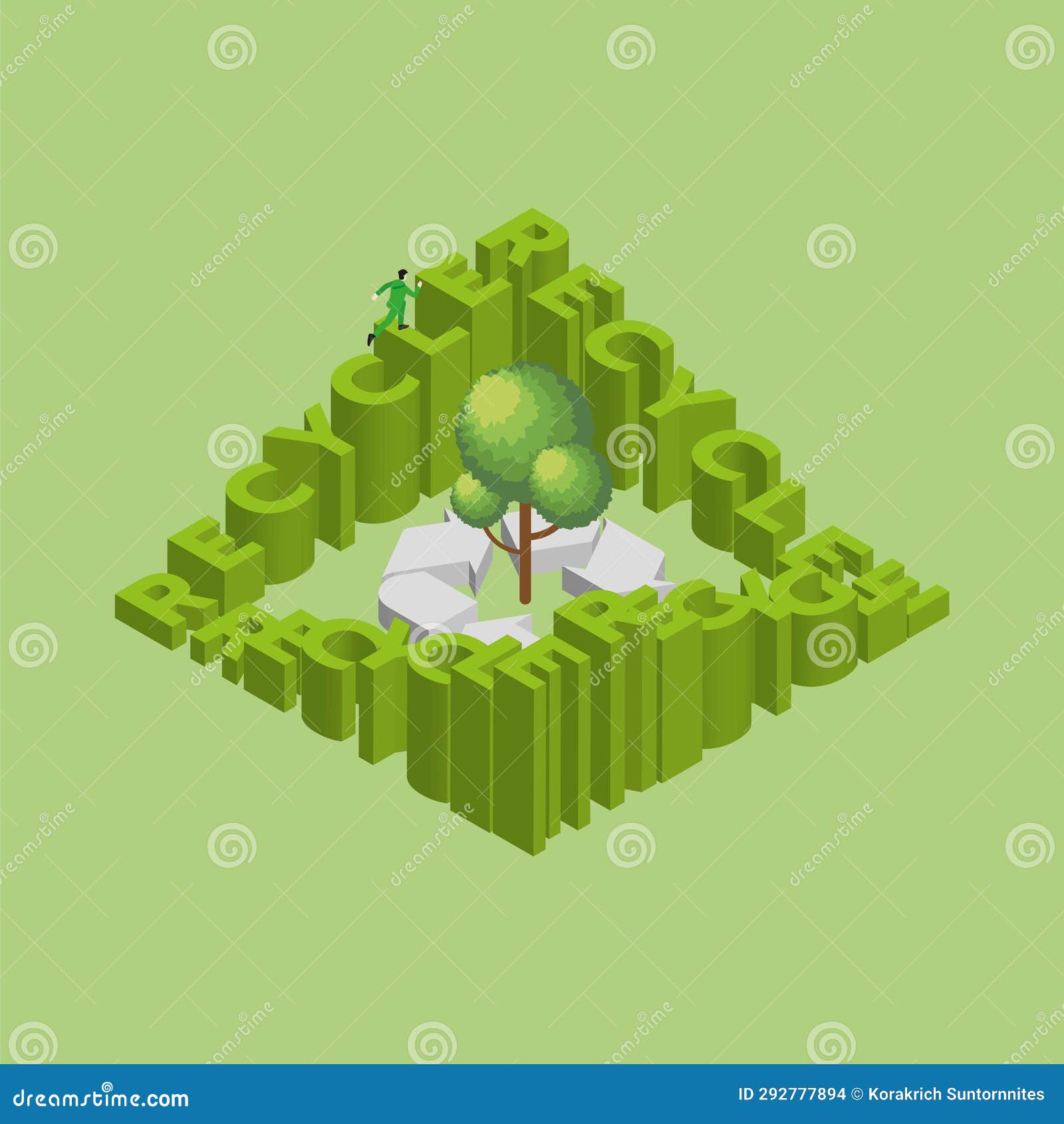 Tree With Recycling Sign Leaves Vector Illustration | CartoonDealer.com ...