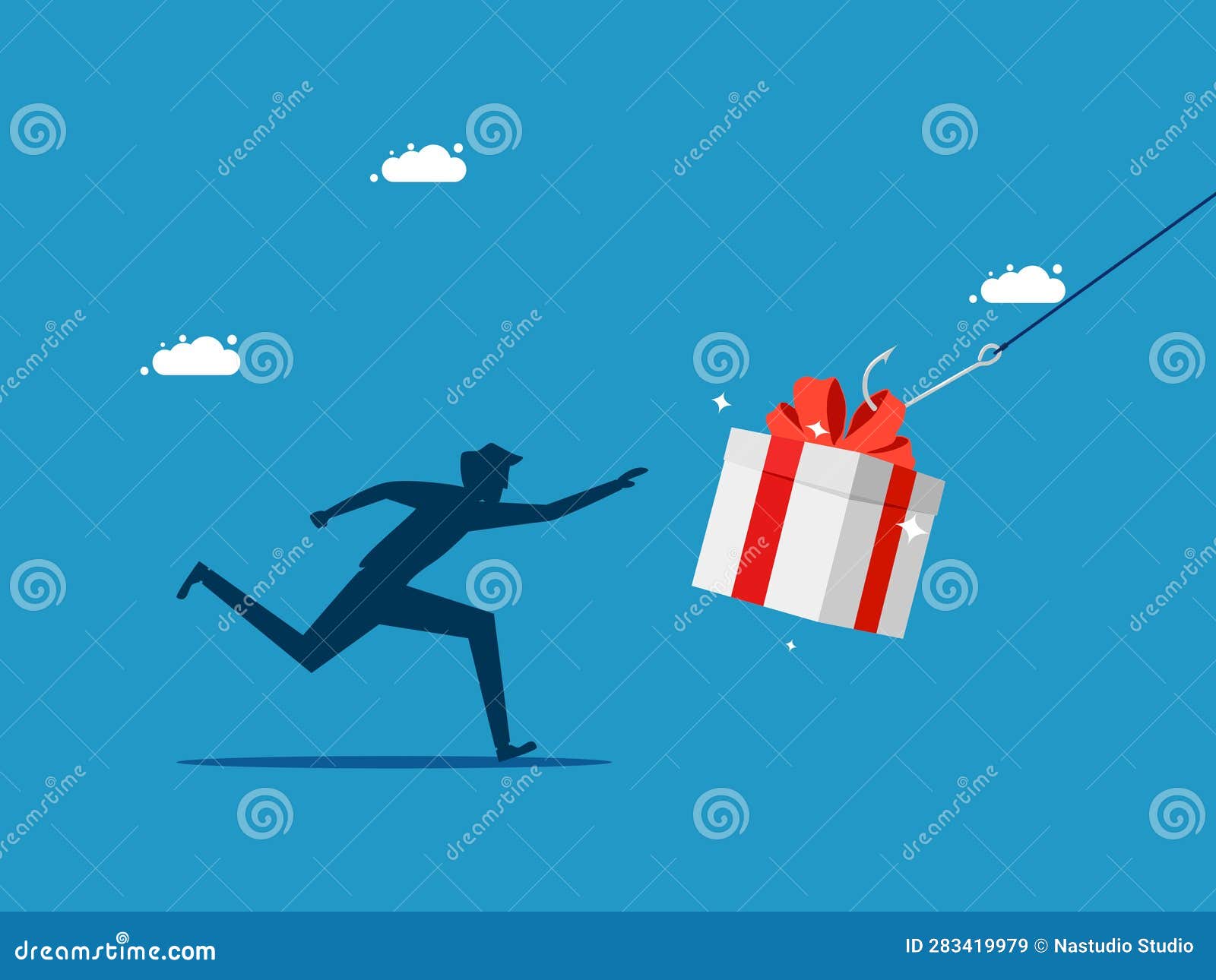 Man Runs To Grab a Gift Box As Bait. Vector Stock Vector - Illustration ...