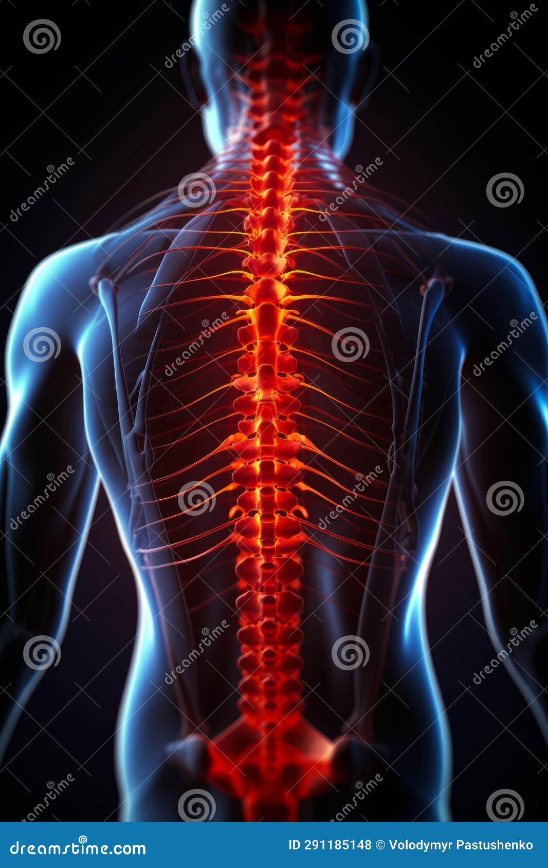 Man S Back with Highlighted Red and Yellow Highlighted Back. Generative ...