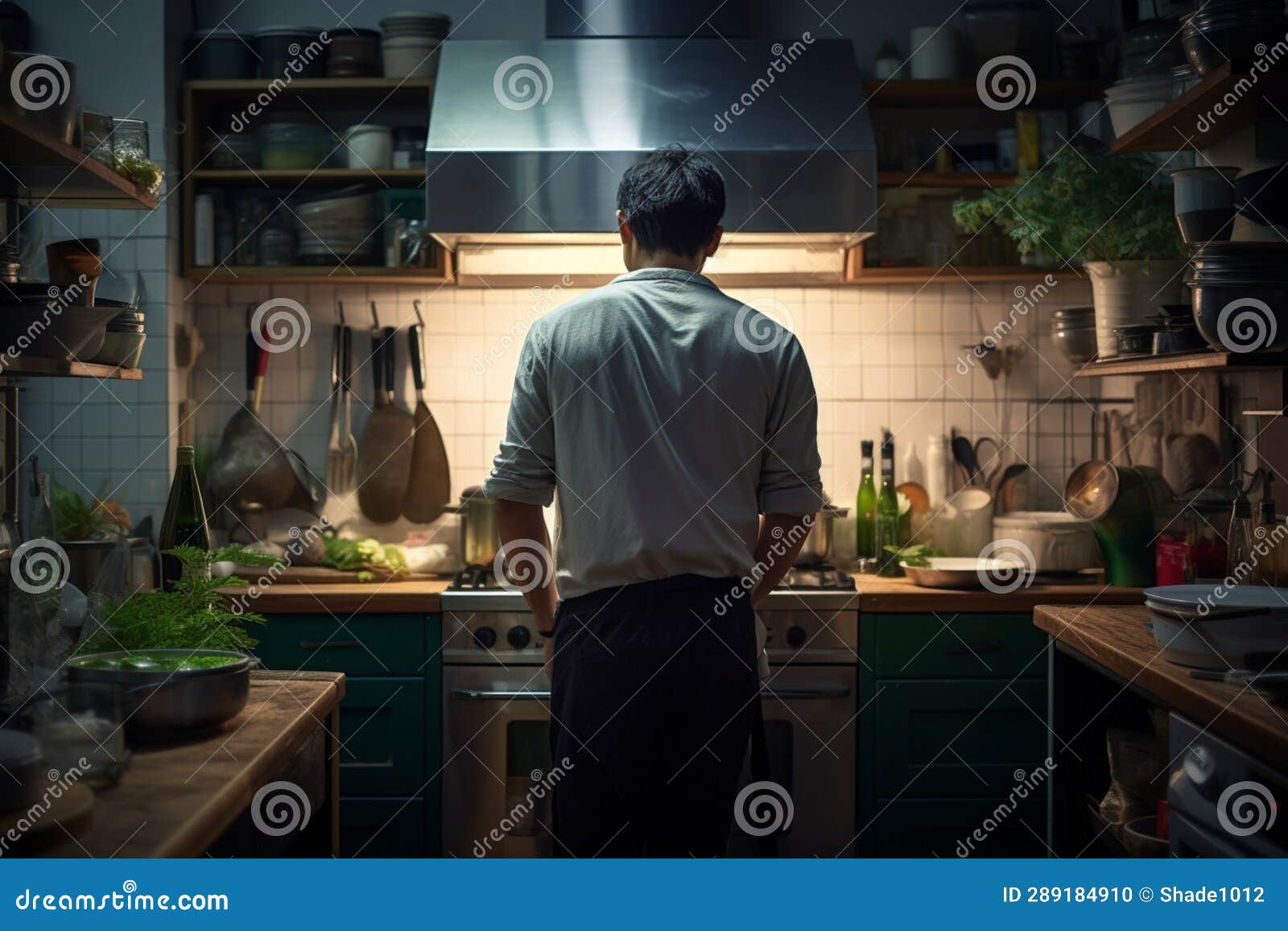 Man S Back in a Kitchen Working Stock Photo - Image of restaurant ...
