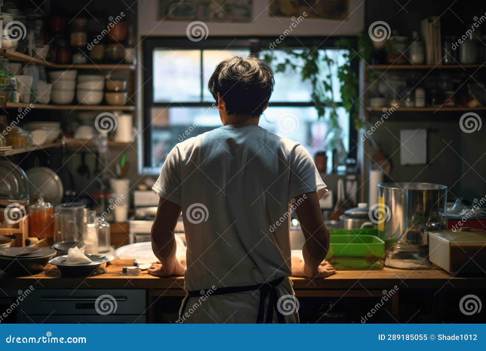 Man S Back in a Kitchen Working Stock Image - Image of restaurant ...