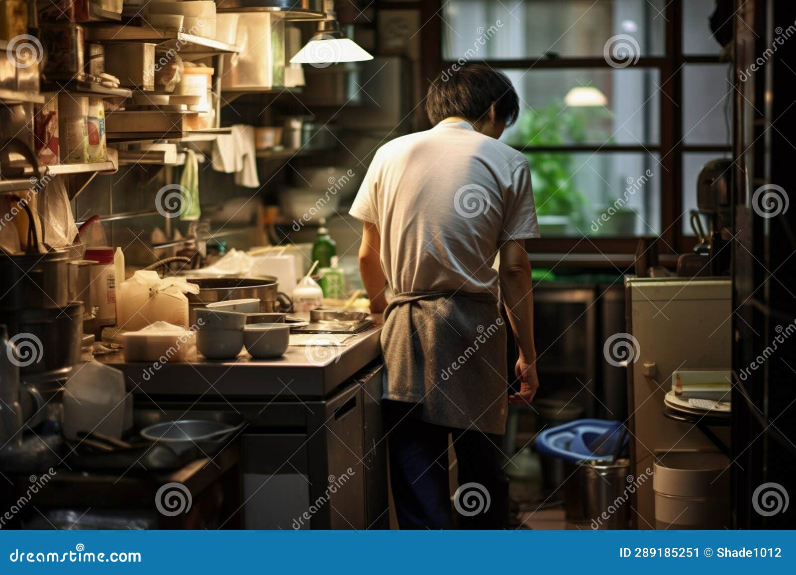 Man S Back in a Kitchen Working Stock Image - Image of restaurant, back ...