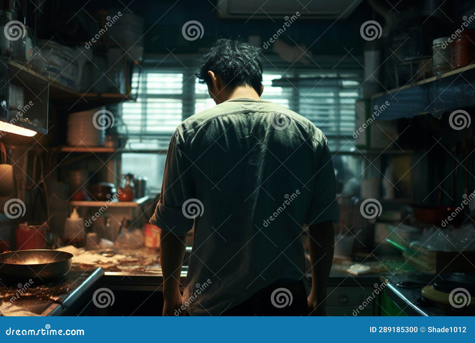 Man S Back in a Kitchen Working Stock Photo - Image of kitchen, people ...