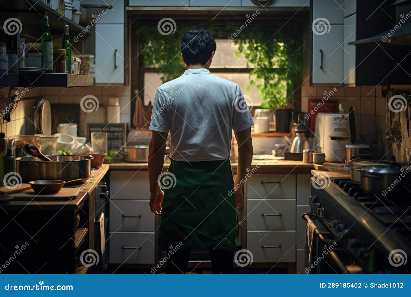Man S Back in a Kitchen Working Stock Photo - Image of work, people ...