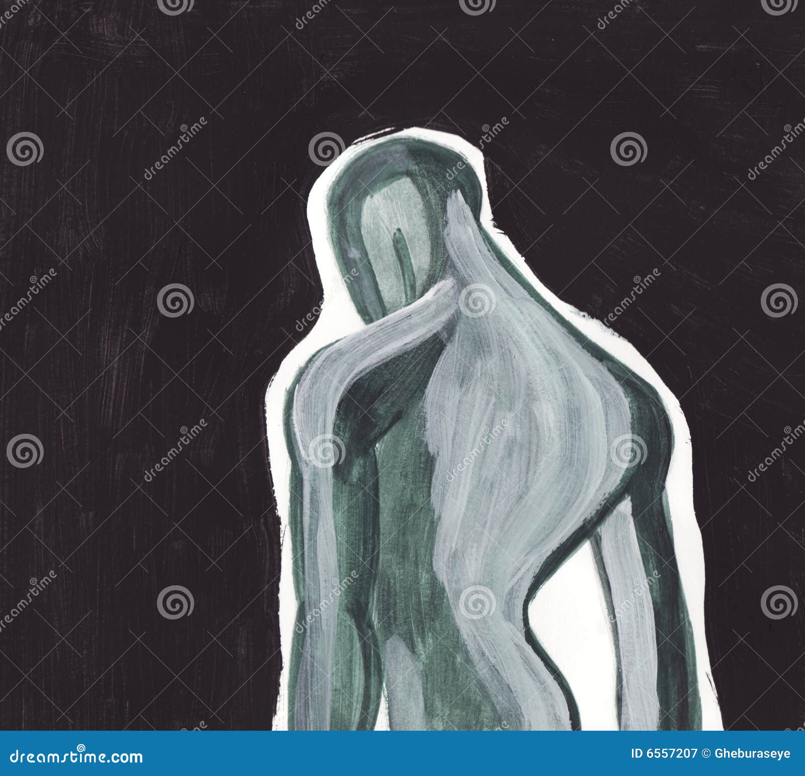 Artistic Portrait of a Man Seen from the Back Stock Illustration ...