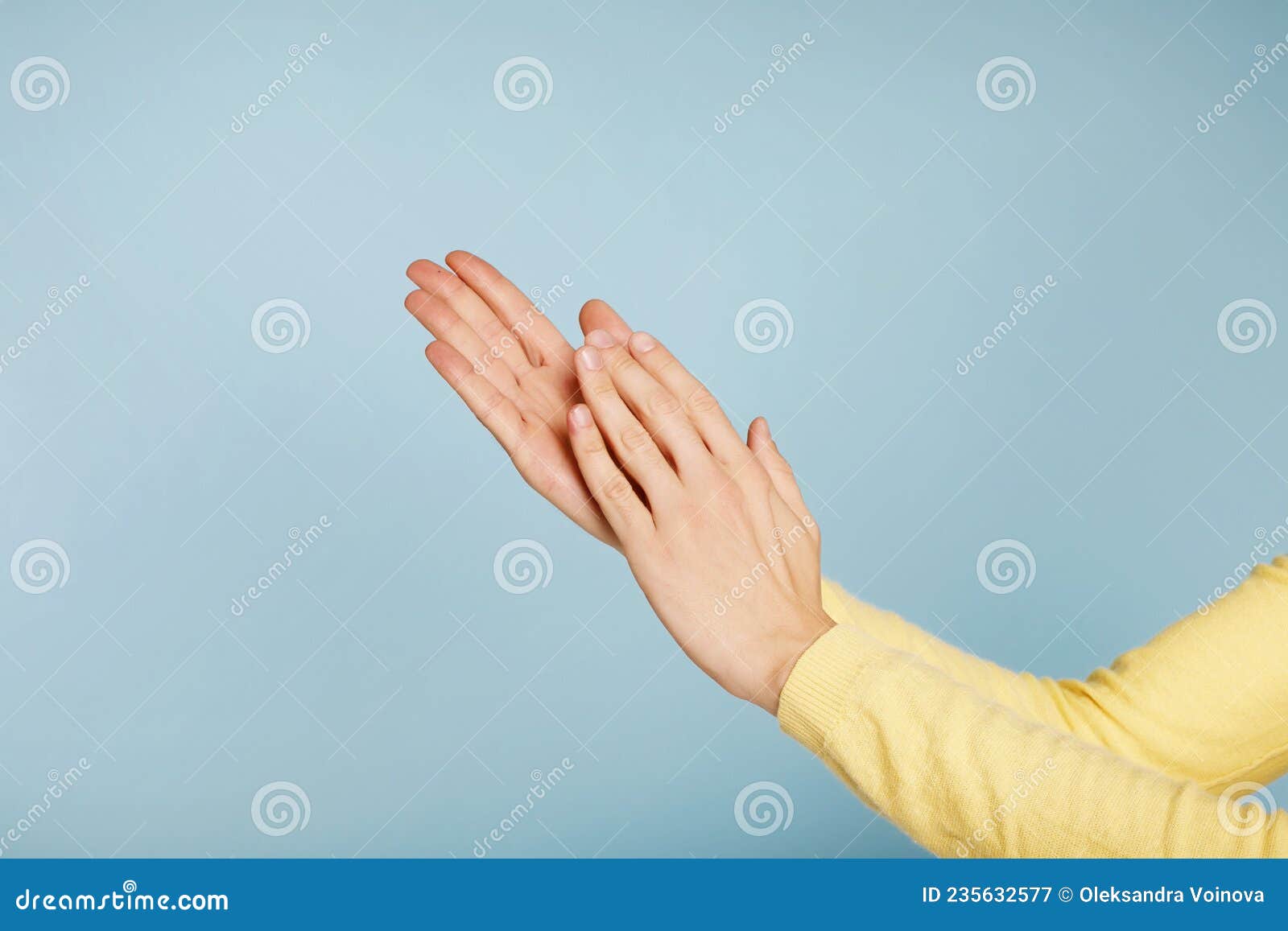 Man S Clapping Hands with Applause Over Blue Background. Celebrations ...