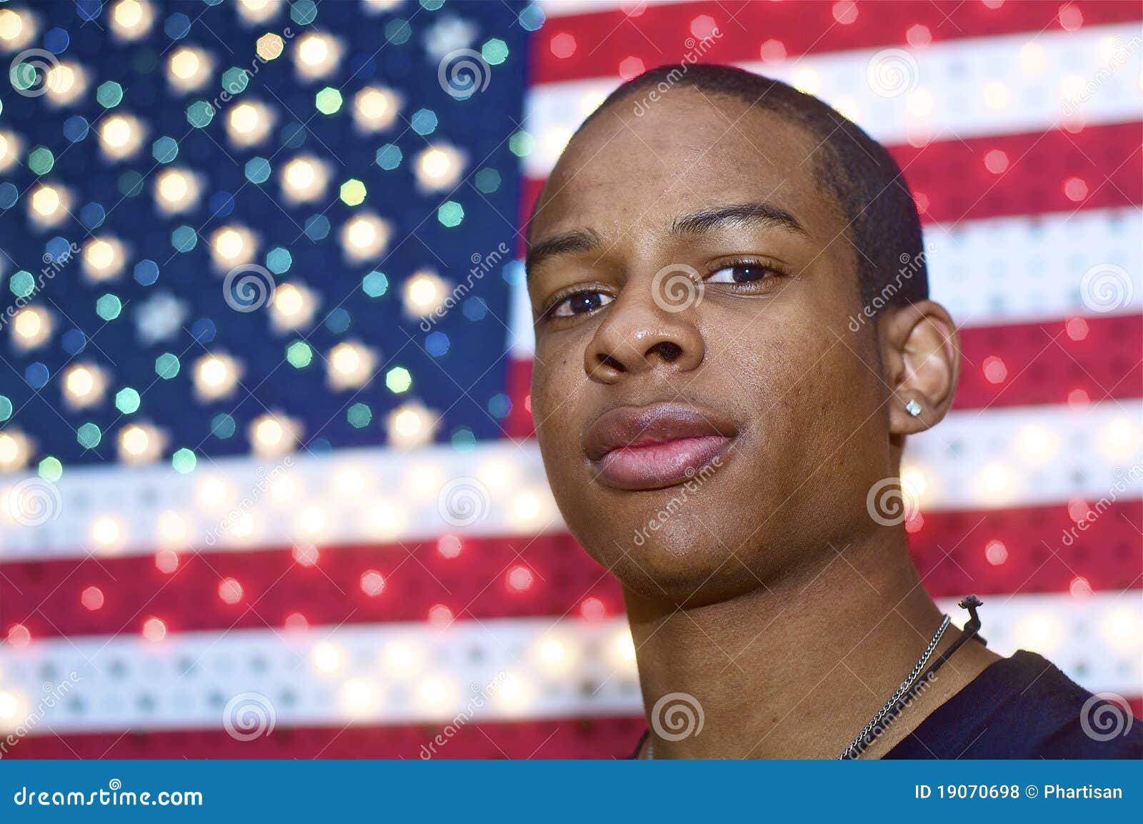Man S Face and American Flag Stock Photo - Image of black, african ...