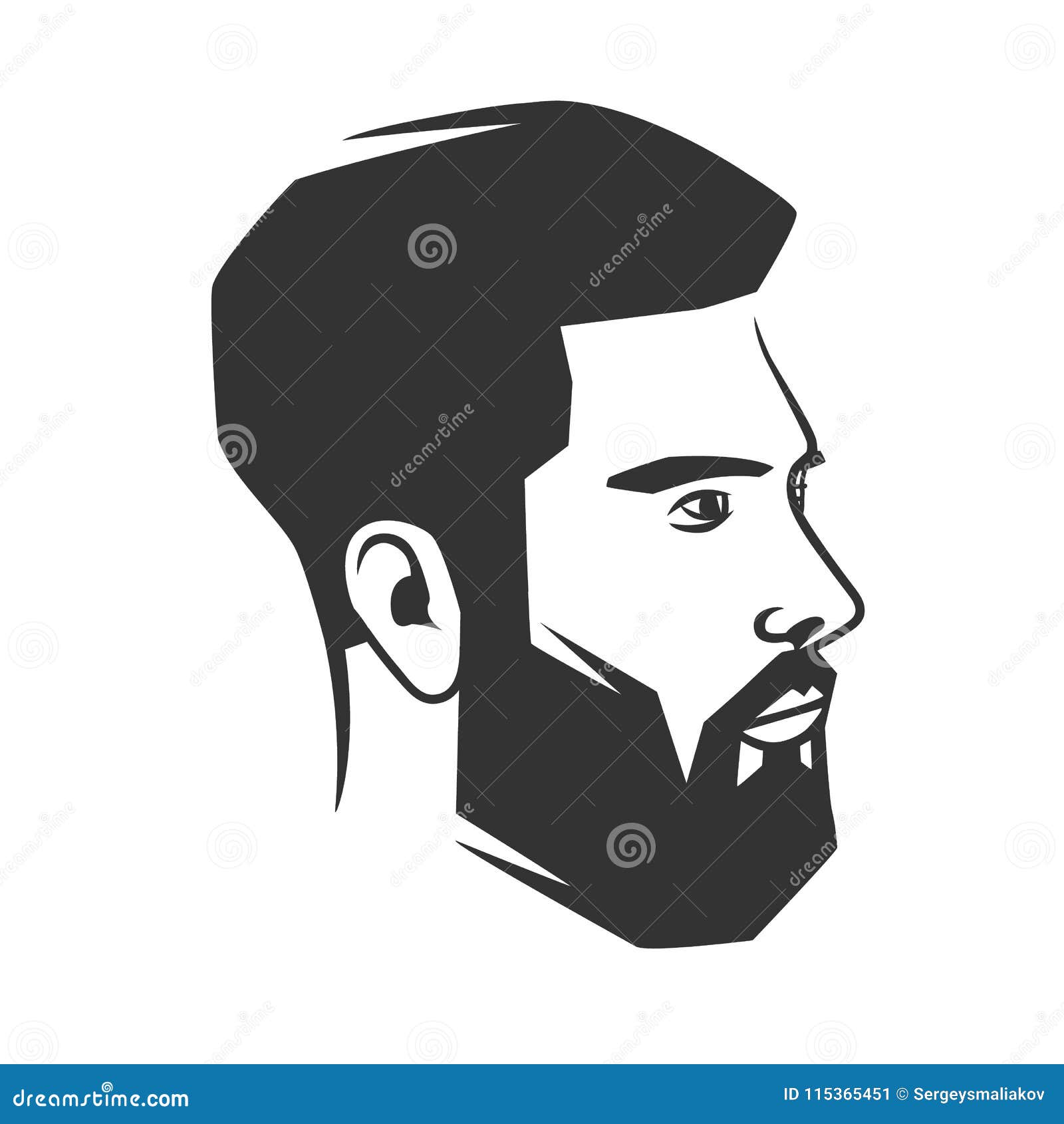 Man`s face with beard. stock vector. Illustration of design - 115365451