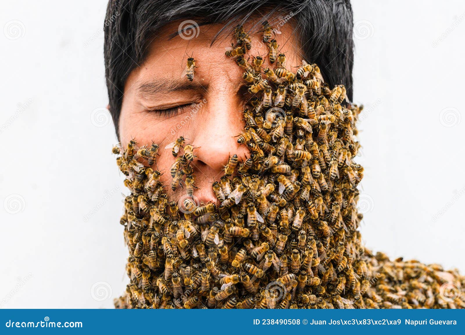 Man& X27;s Face Covered by Bees. Stock Photo - Image of insects, insect ...