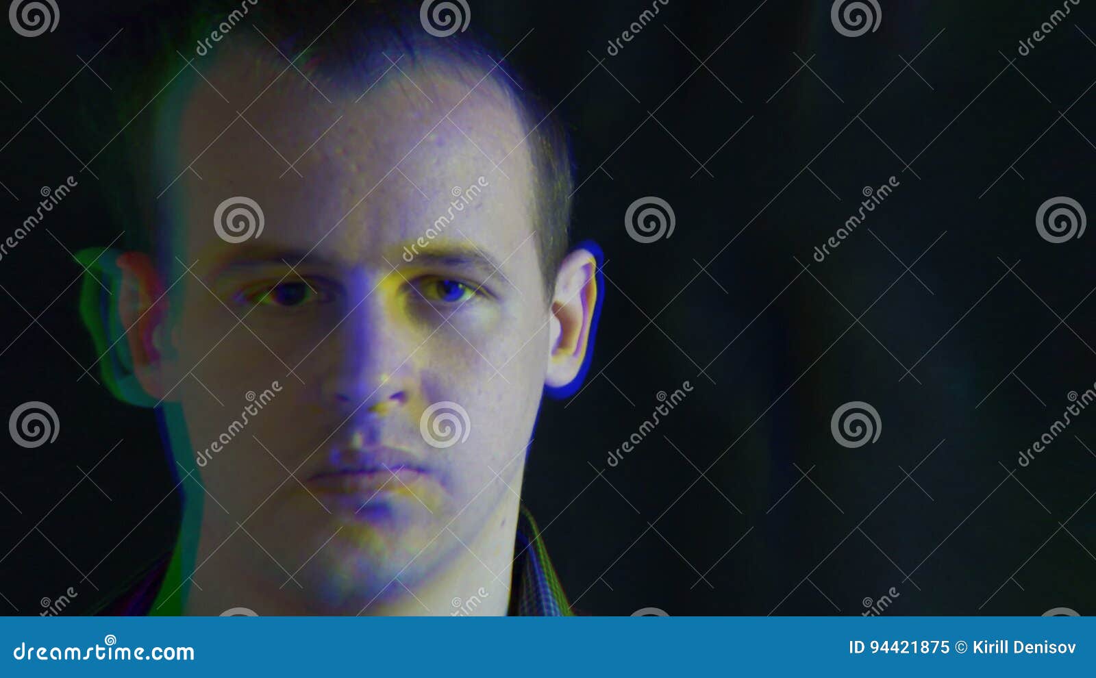 The Man`s Face, Distorted with Random Characters. Concept: a Glitch in ...