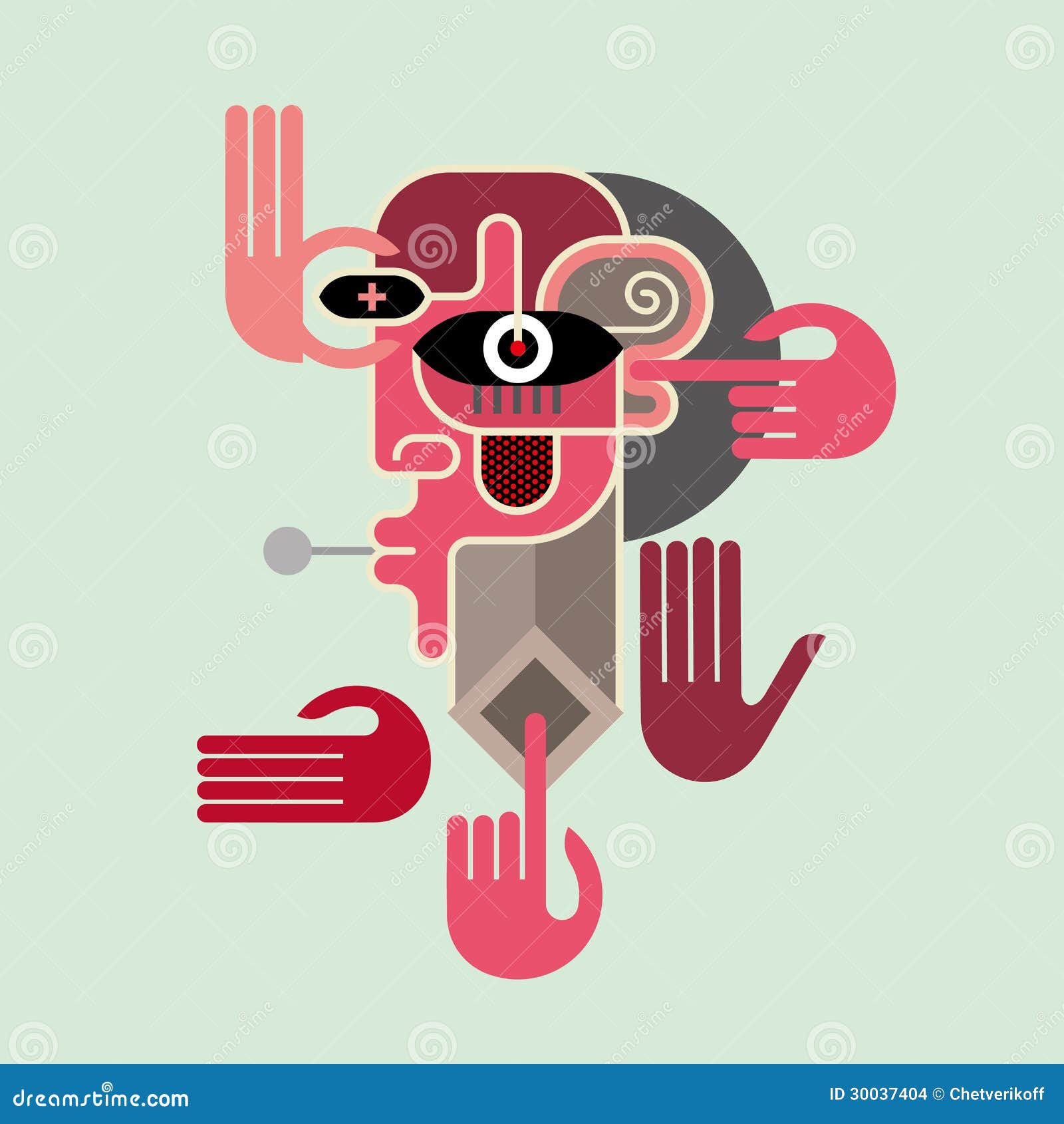 Man S Face with Hands - Vector Illustration Stock Vector - Illustration ...