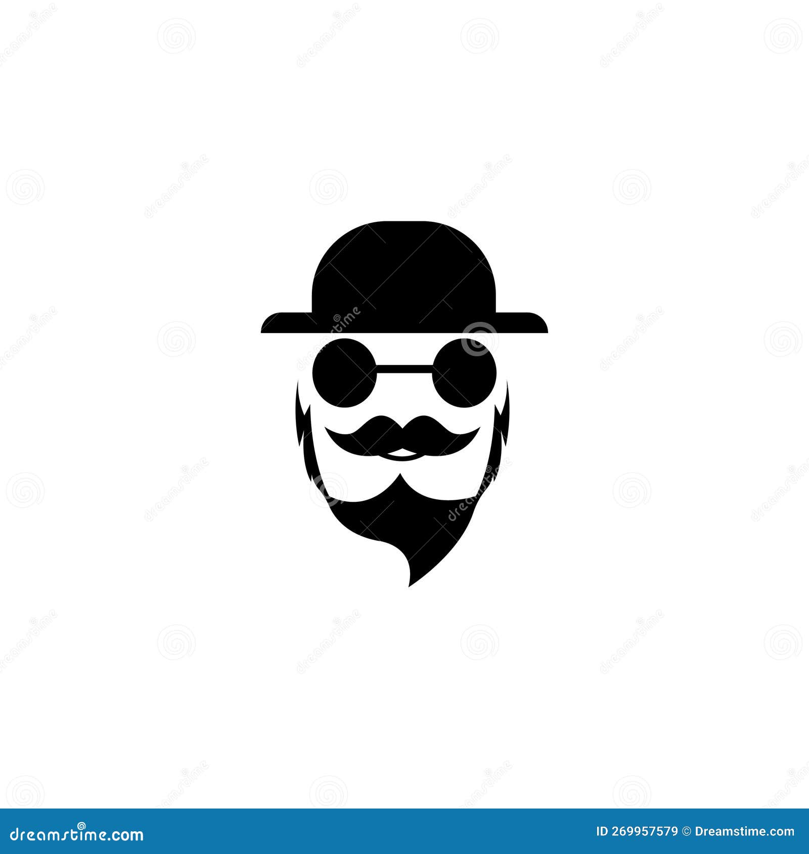 Man S Face with a Mustache, in a Hat.logo Abstract Vector Illustration ...