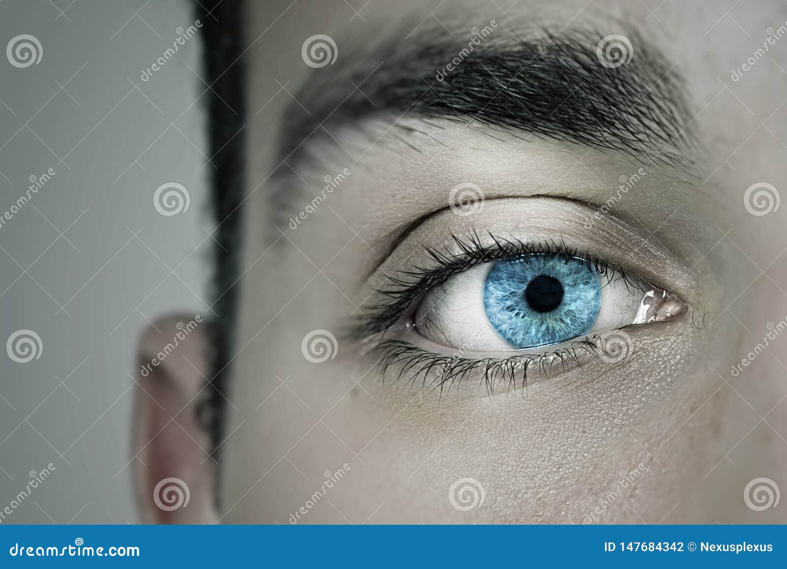 Man S Face with One Eye Close Up Stock Photo - Image of human, fantasy ...