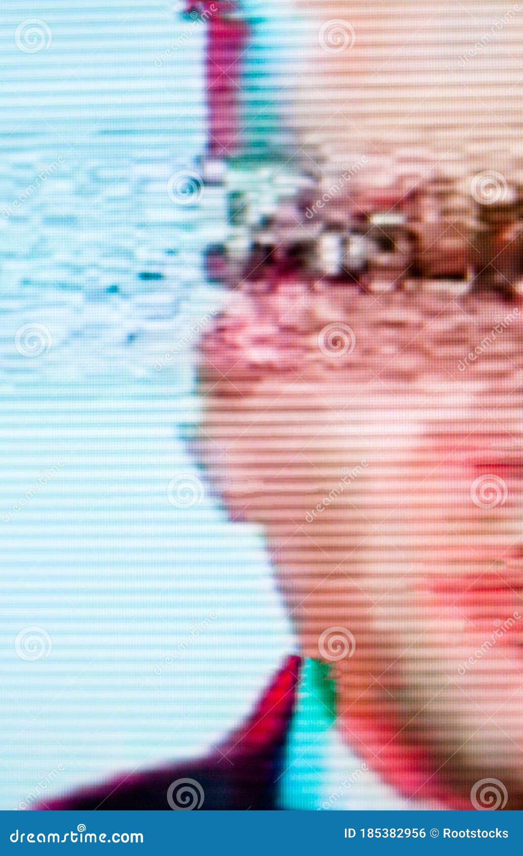 Man`s Face on the Screen. Glitch Stock Photo - Image of error, hack ...