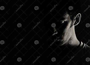 Man s Face in Shadow stock photo. Image of tweakhp, side - 8633944