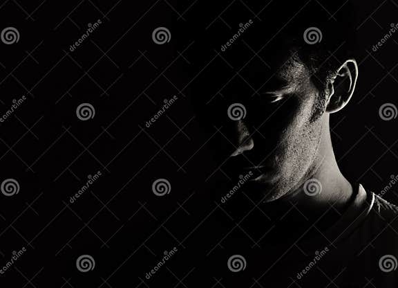 Man s Face in Shadow stock photo. Image of tweakhp, side - 8633944