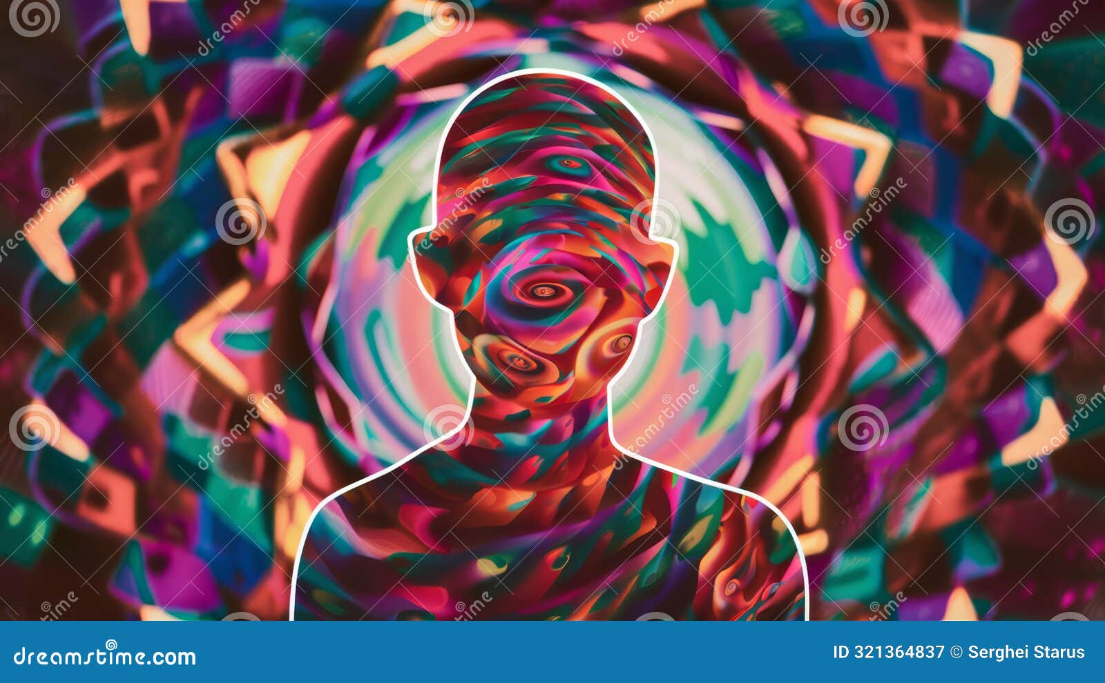 A Man S Face is Shown in a Psychedelic Swirl of Colors, AI Stock Image ...