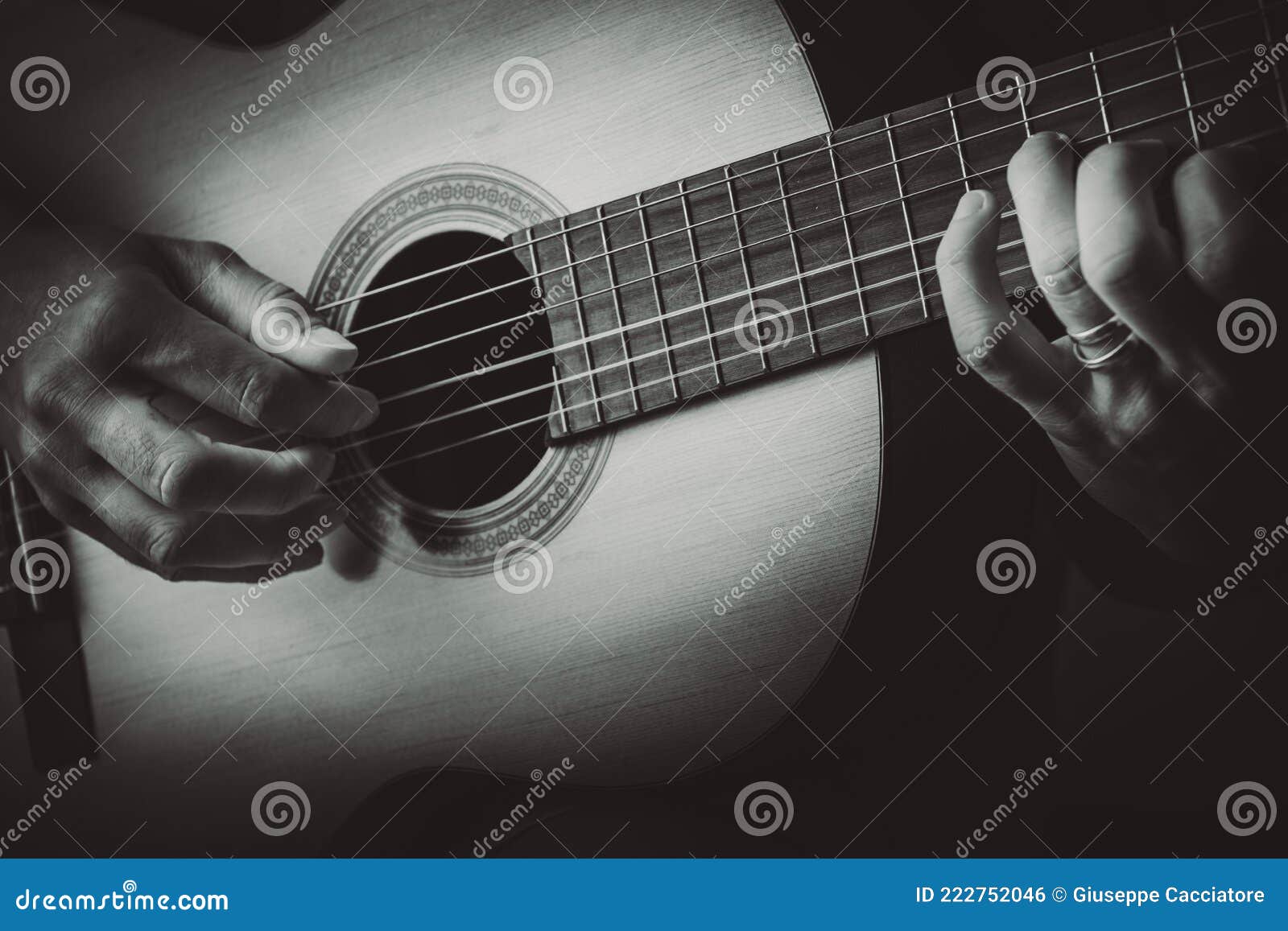 Man`s Finger Playing Strings of Guitar Stock Photo - Image of fretboard ...