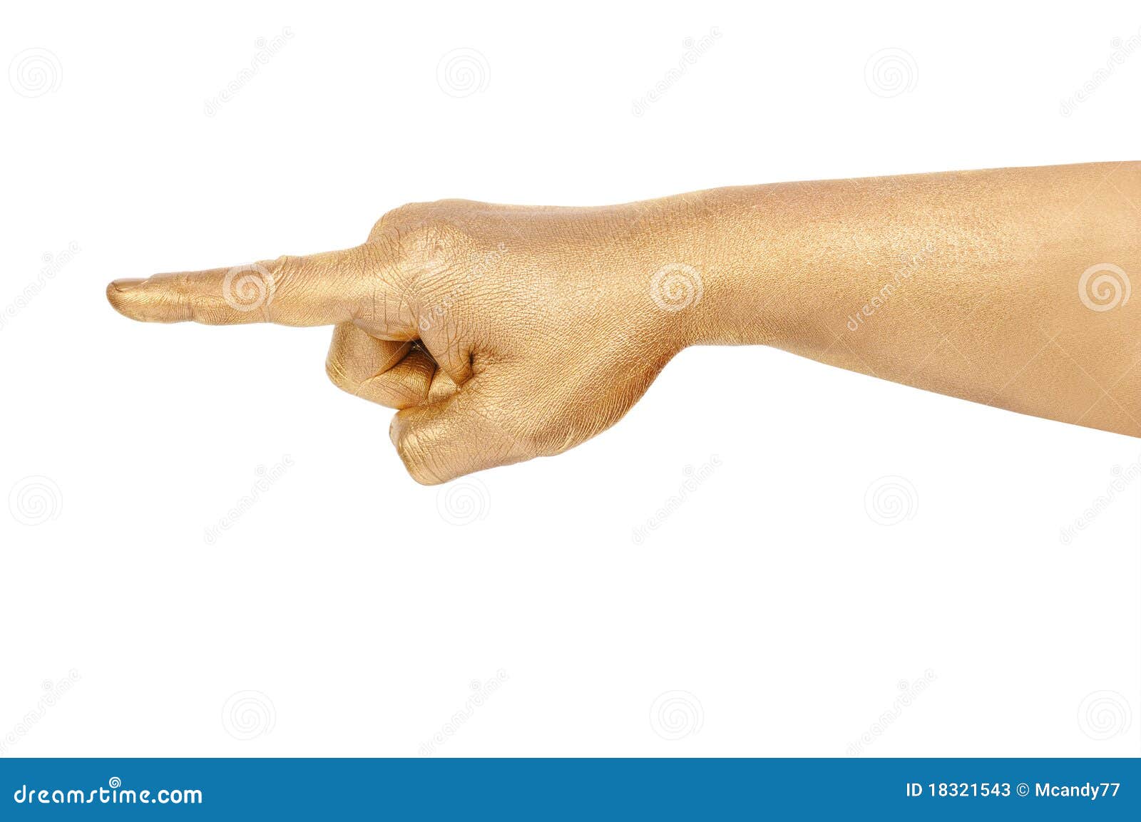 The Man S Gold Hand Points a Finger Stock Image - Image of direct ...