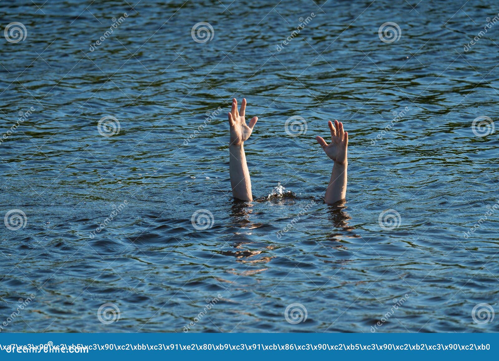 A Man`s Hand Above the Surface of the Water in the River, Saving ...
