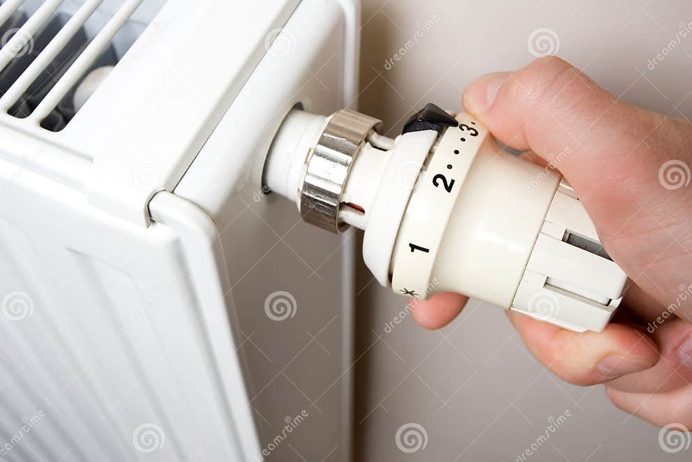 Man S Hand Adjusting Radiator. Stock Photo - Image of household, high ...