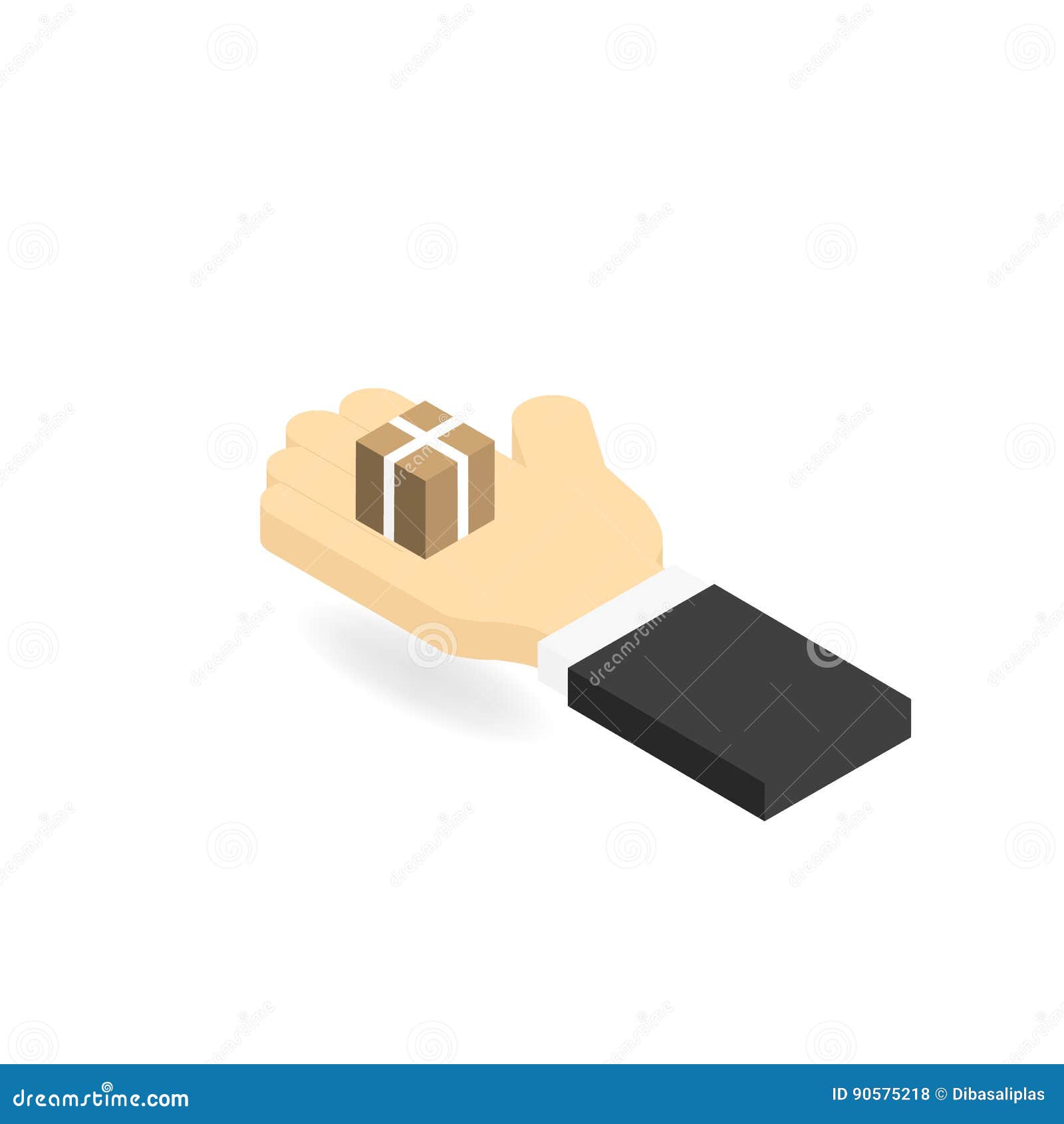 Man`s hand and a box. stock vector. Illustration of warehouse - 90575218