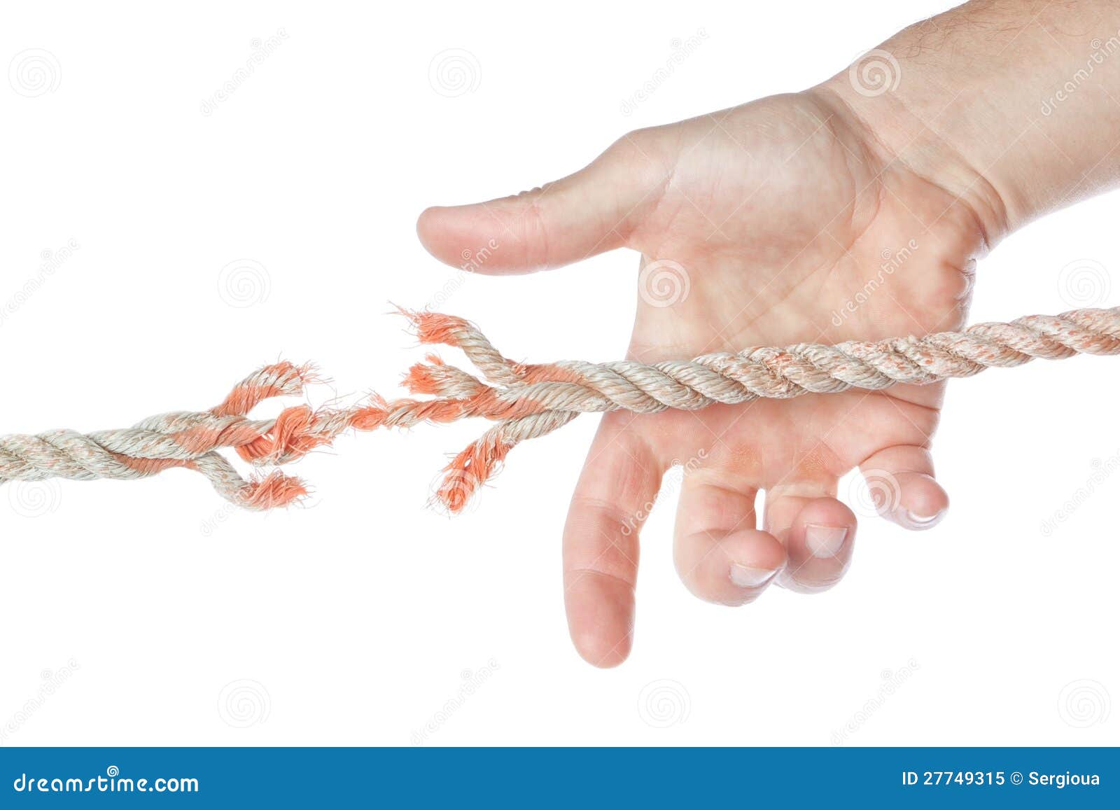 Man S Hand Catching Torn End of the Rope. Stock Image - Image of ...