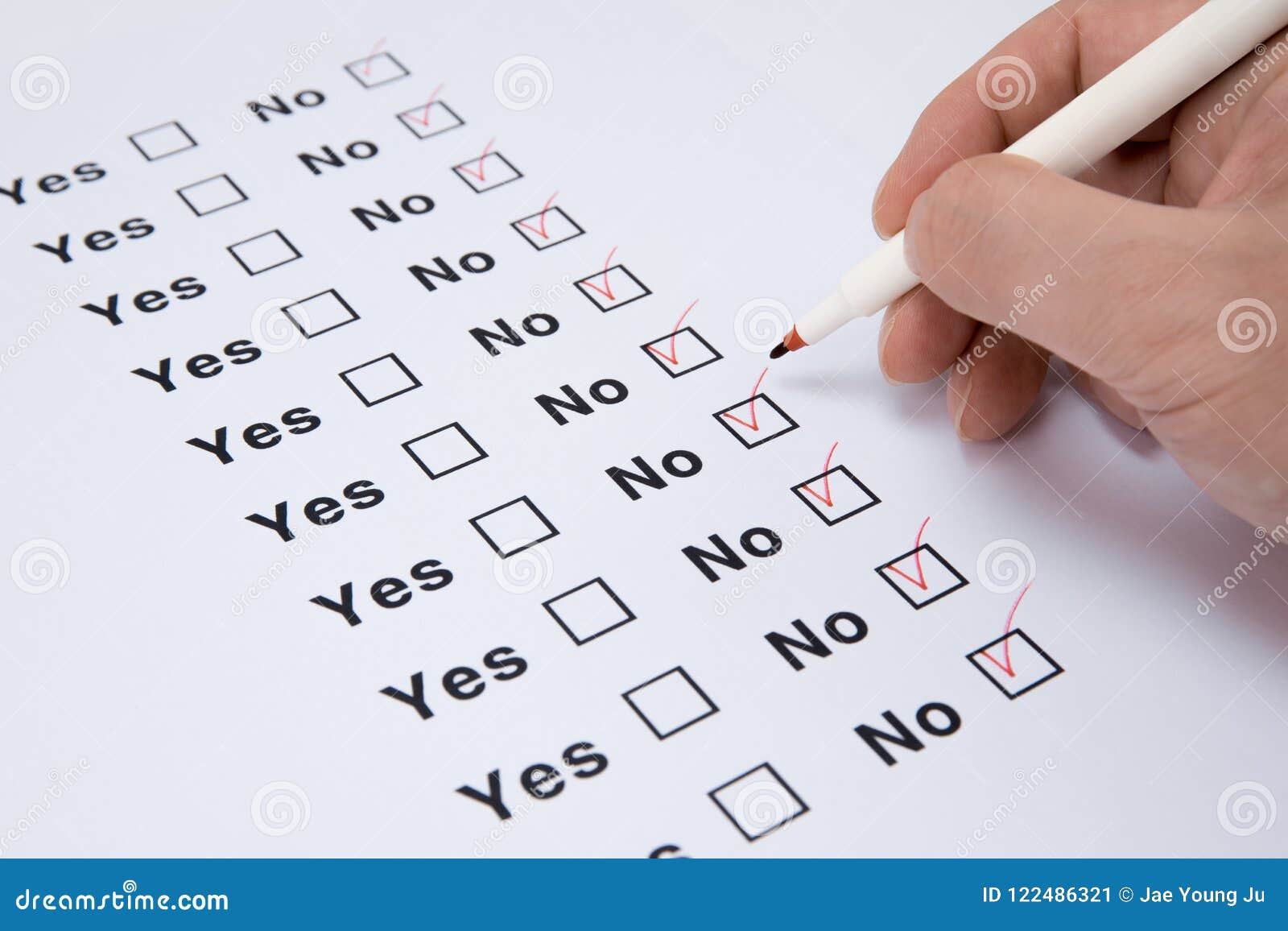 Yes and No Checkbox Marking. Stock Image - Image of mans, frame: 122486321