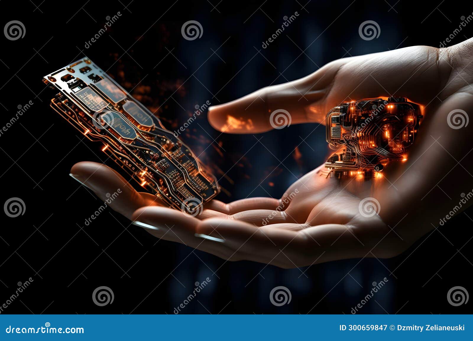 Man S Hand with a Chip. Generative AI Stock Illustration - Illustration ...