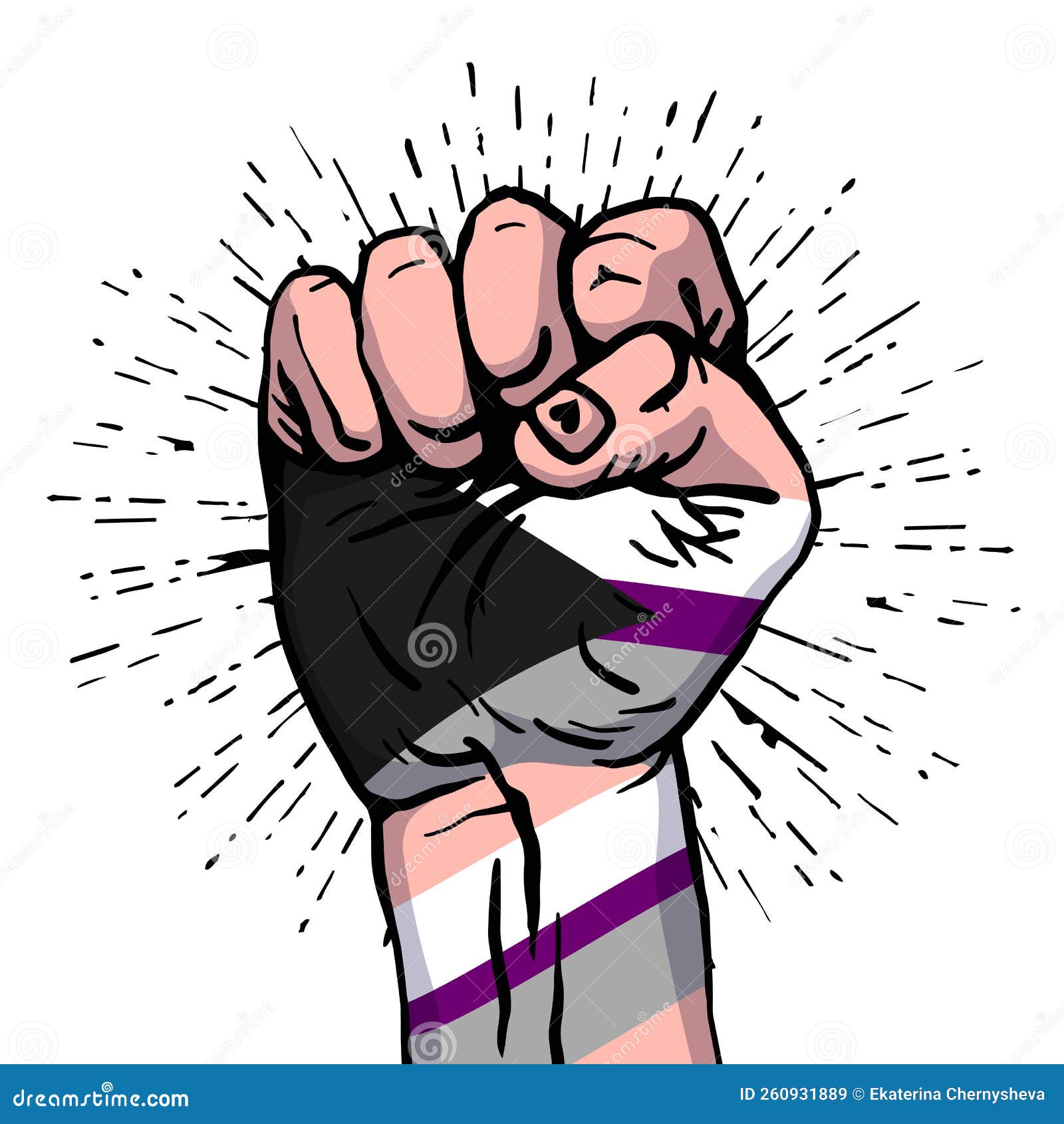 A Man`s Hand Clenched Into A Fist The Flag Of Demisexual Pride