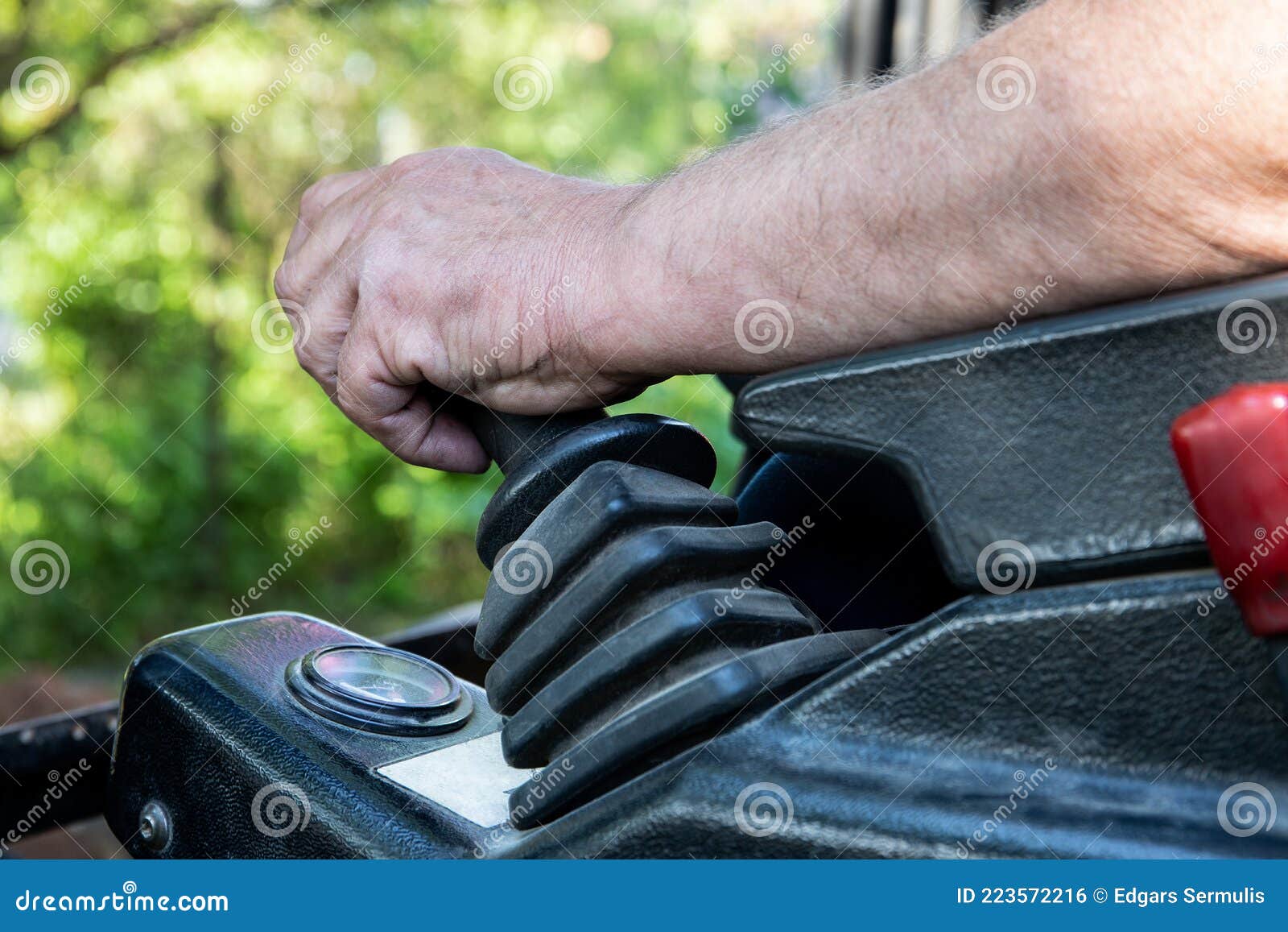 Man& X27;s Hand on the Control Lever of a Mini Excavator Stock Photo ...