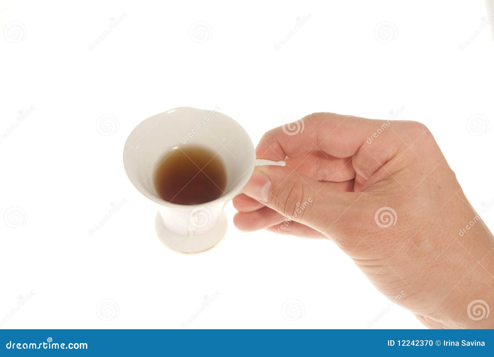 Man s hand with a cup stock photo. Image of isolated - 12242370