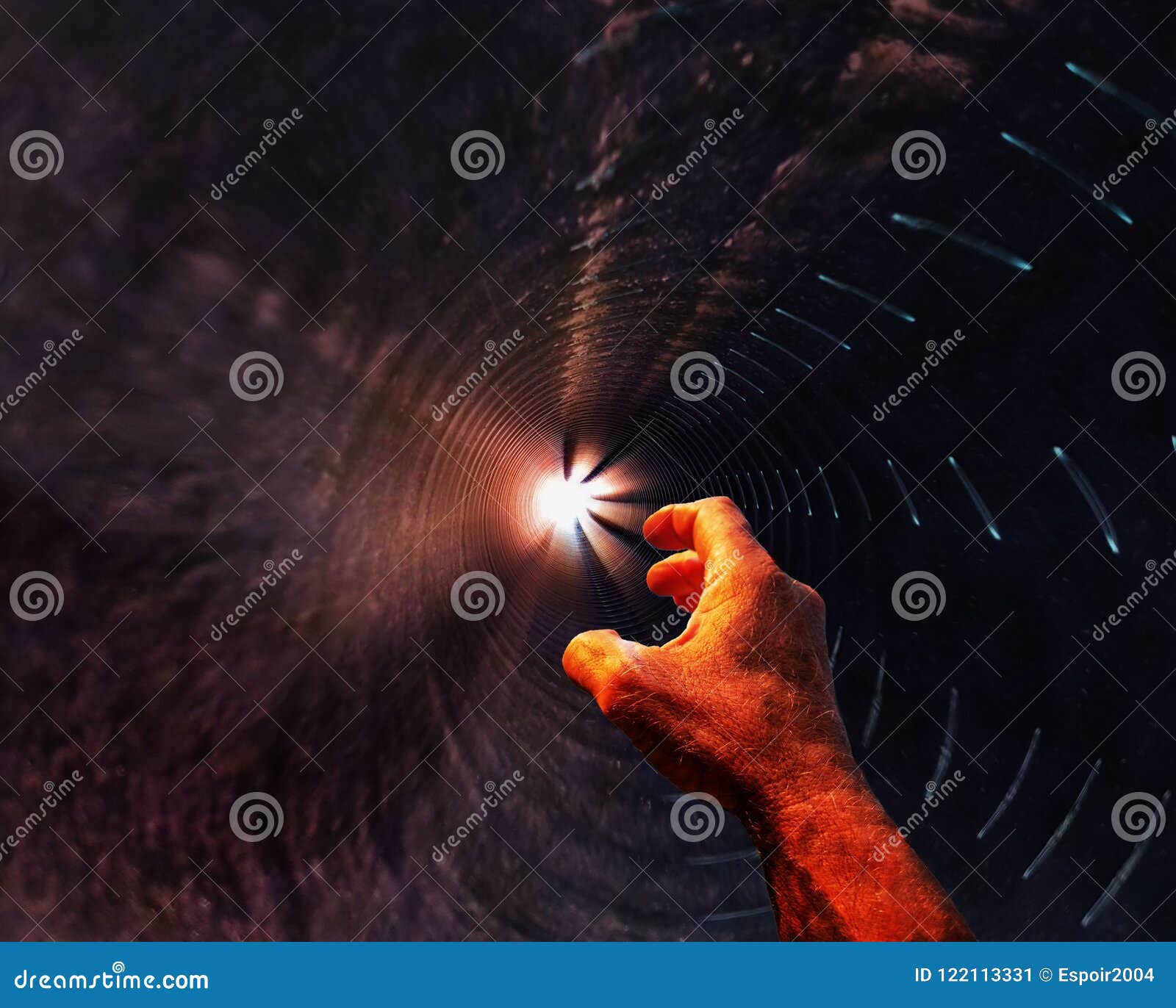 The Man`s Hand in the Dark Pit Stretches Toward the Light. the Concept ...
