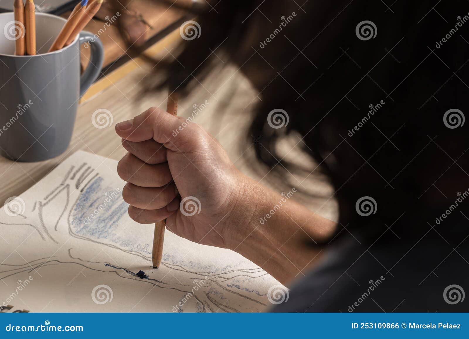 Angry Man Holding Strongly Colored Pencil Stock Photo - Image of ...