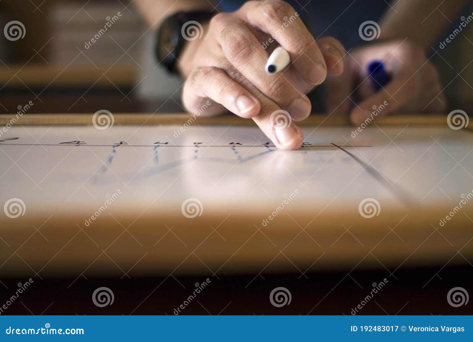 Man`s Hand Erasing a Data on the Blackboard Stock Image - Image of ...