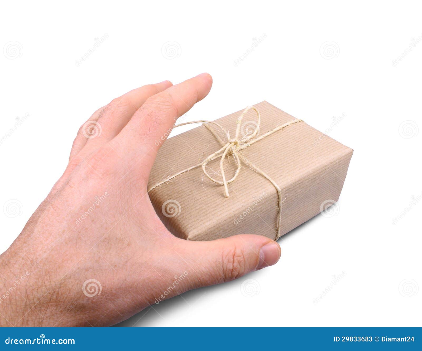 Man S Hand Grabs Package, Isolated Stock Image - Image of rough, paper ...