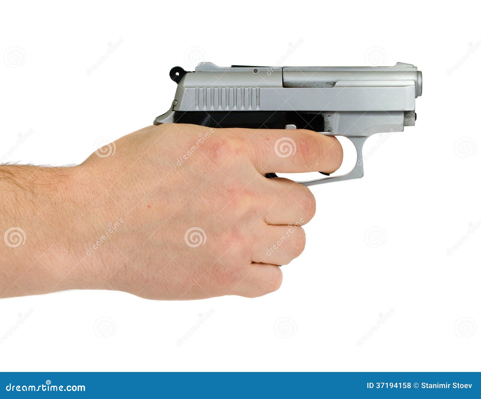 Man s hand with a gun stock photo. Image of danger, guns - 37194158