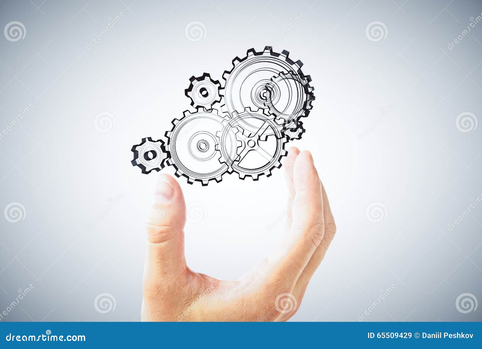 Man S Hand Holding a the Gears Stock Image - Image of hands, concept ...