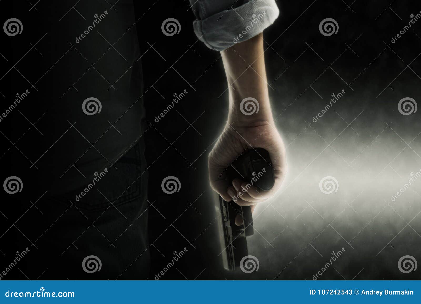 Man`s hand holding gun stock image. Image of aiming - 107242543