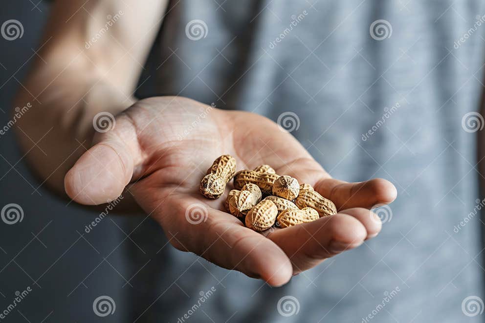 Man s hand holding peanuts stock illustration. Illustration of peanuts ...