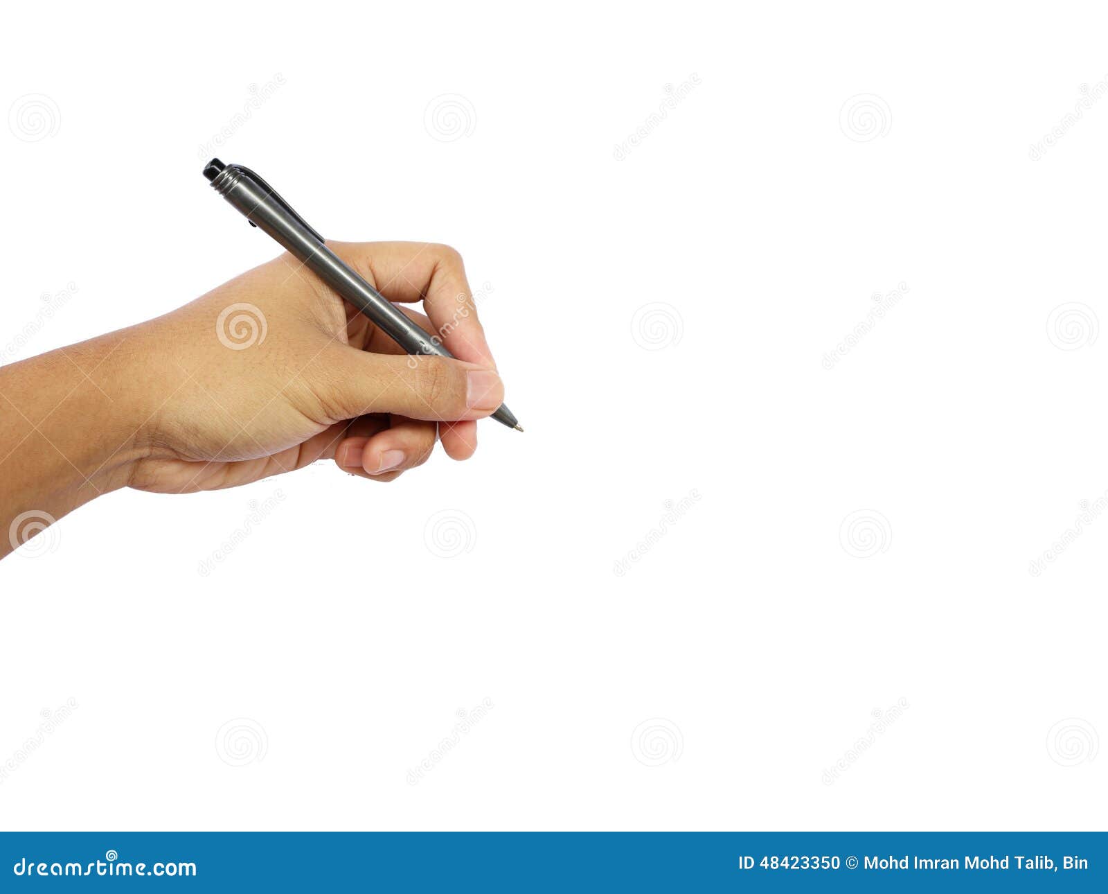 A Man's Hand Holding A Pen Ready To Write Stock Photo - Image: 48423350